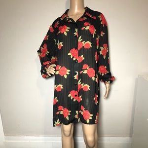 Vintage | Tops | Vintage Rose Button Down Blouse Duster Size X | Poshmark